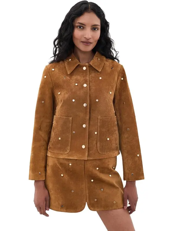 Hunter Bell Suede Studded Jacket - Saddle