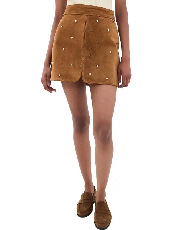 Hunter Bell Dottie Suede Skirt - Saddle