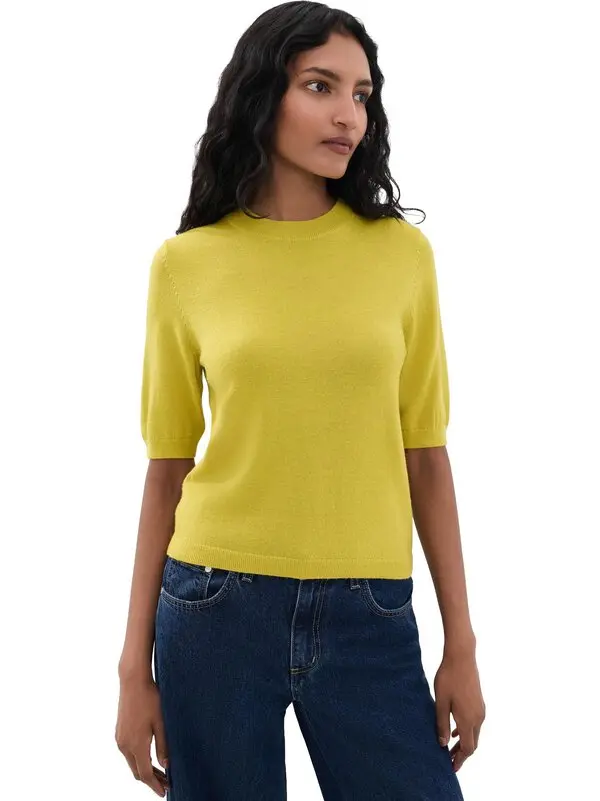 Secular Fitted Wool Crew Sweater - Chartreuse