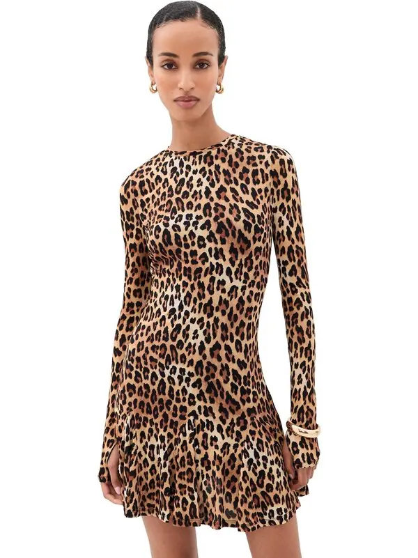 Alice + Olivia Wendy Fit And Flare Godet Mini Dress - Spotted Leopard
