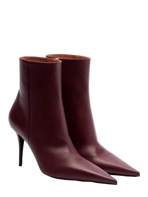 Amina Muaddi Leather Ankle Boots - No