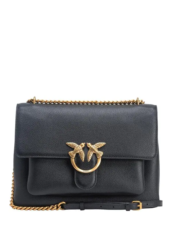 Pinko Logo Plaque Chain-linked Crossbody Bag - Black