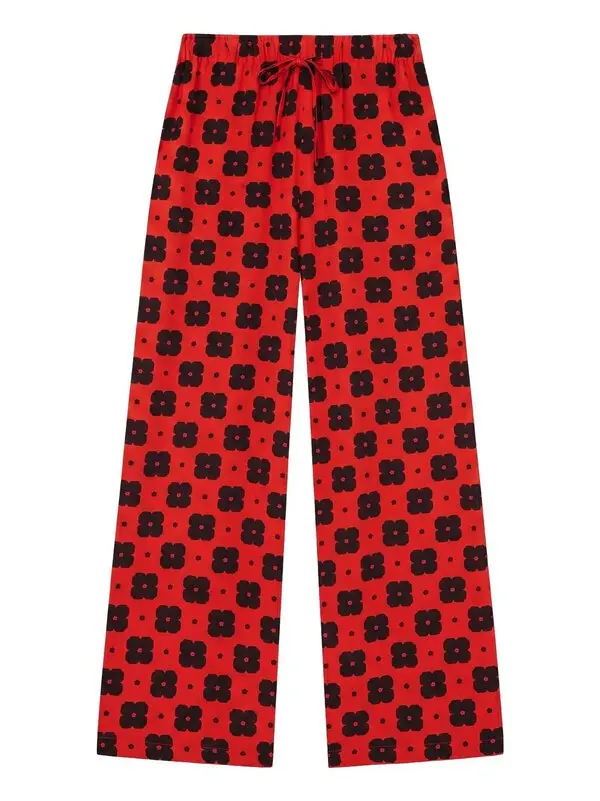 RITA ROW Floral Print Crepe Trousers - Red