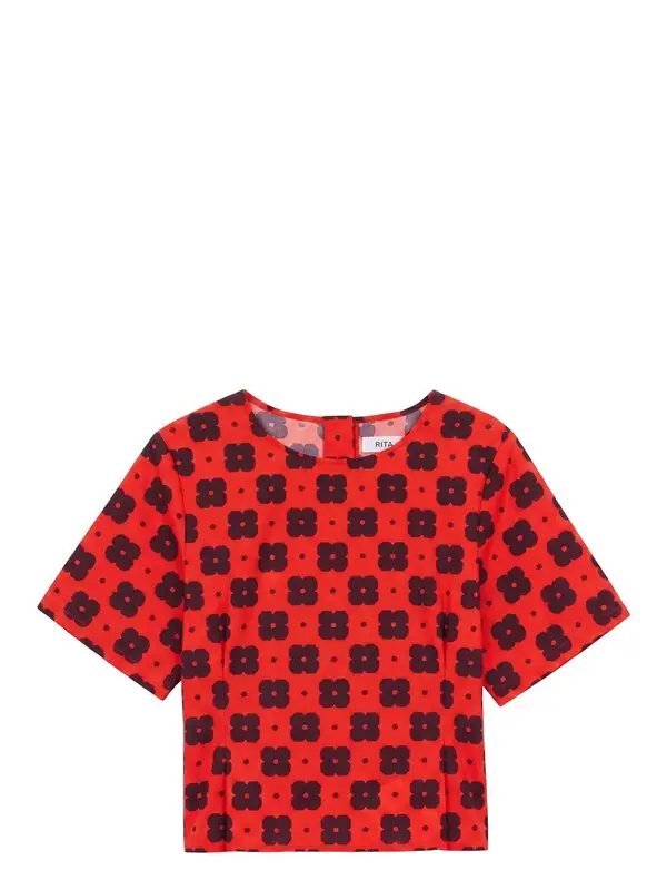 RITA ROW Vero" Printed Short Sleeve Top - Red