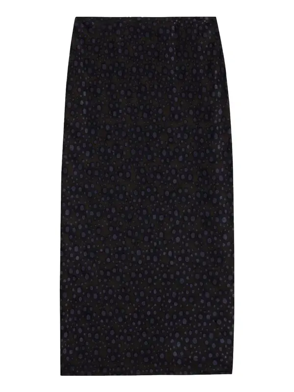 RITA ROW Coppa Skirt With Velvet Flocked Pattern - Black