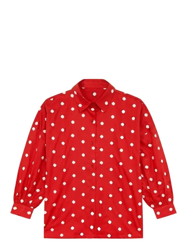 RITA ROW Lucca Embroidered Floral Shirt - Red