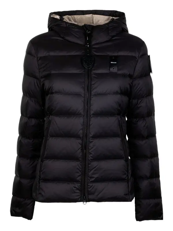 BLAUER. Short Padded Down Jacket With Hood - Black