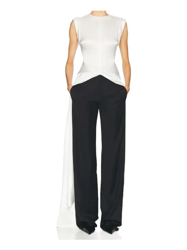 David Koma Satin Blouse With Roll Cuffs - White