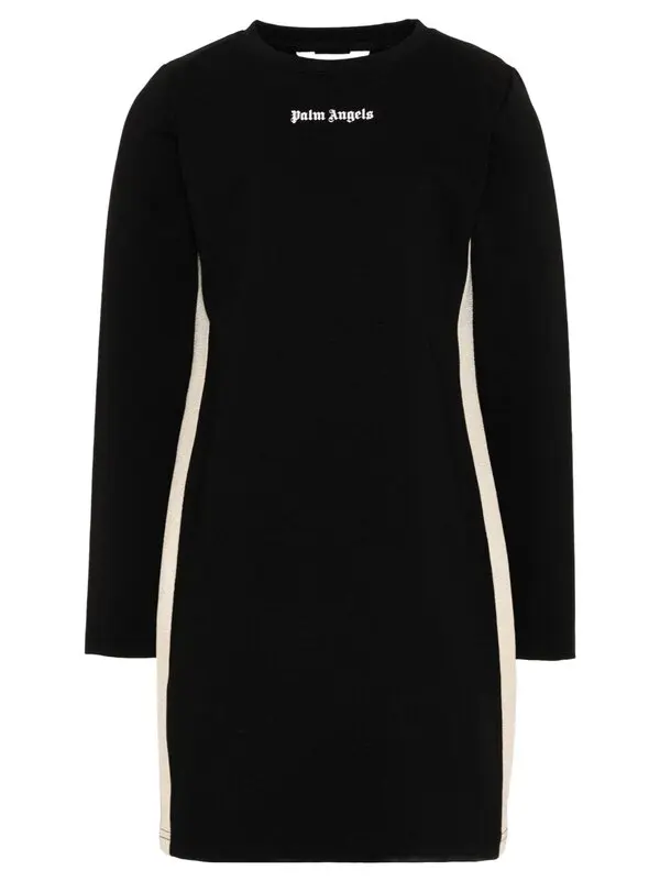 Palm Angels Logo Print Side Stripe Dress - Black