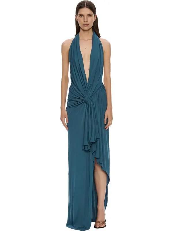 Christopher Esber Spire Cascade Gown - Petrol