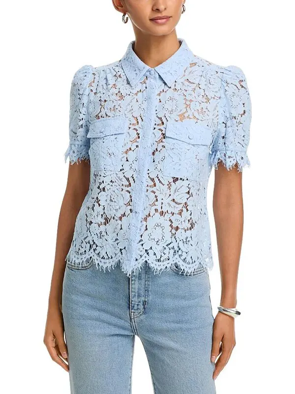 Generation Love Mina Lace Shirt - Light Blue