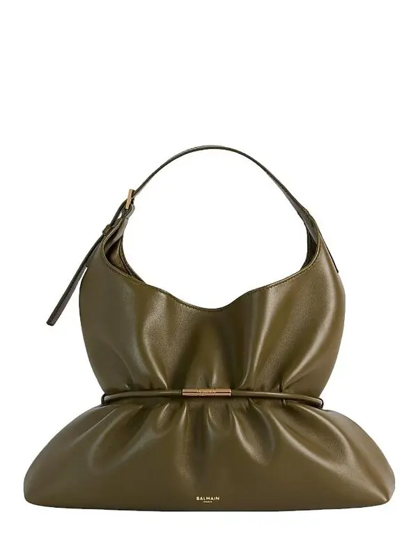 Balmain Sphynx Medium Bag In Smooth Leather - Green