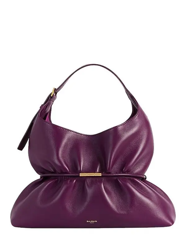 Balmain Sphynx Medium Bag In Smooth Leather - Purple