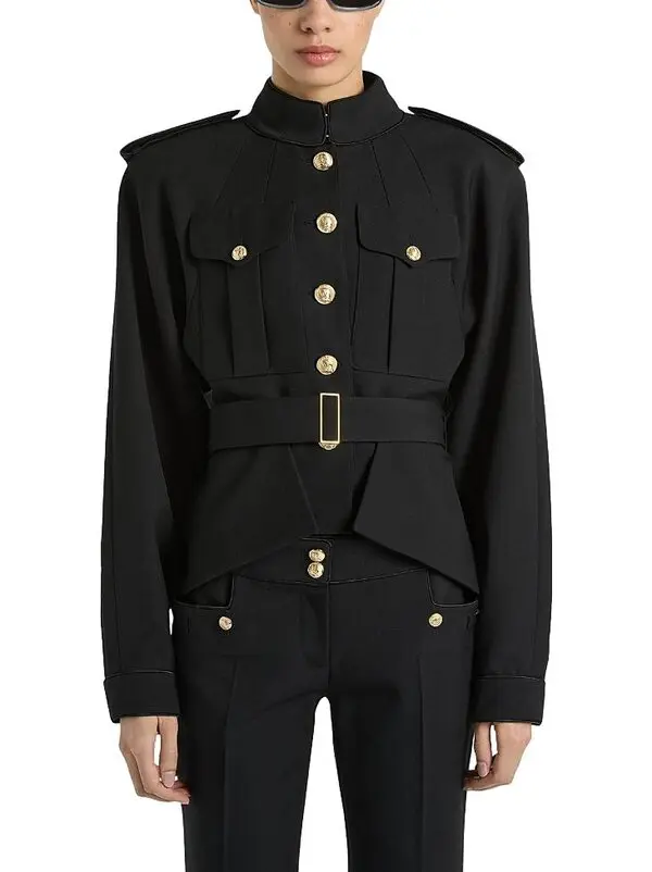 Balmain Wool Peplum Jacket - Black