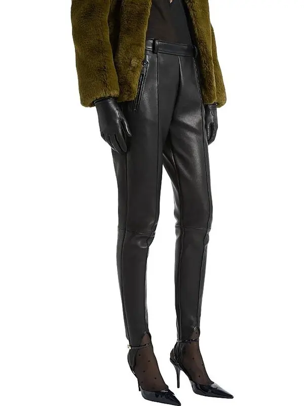 Balmain Lambskin Stirrup Trousers - Black