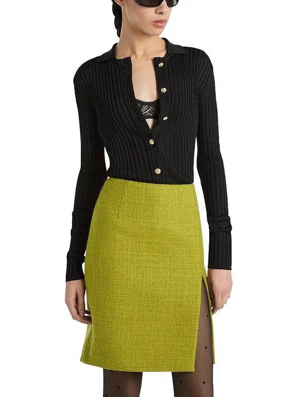 Balmain Ribbed Knit Cardigan - Black