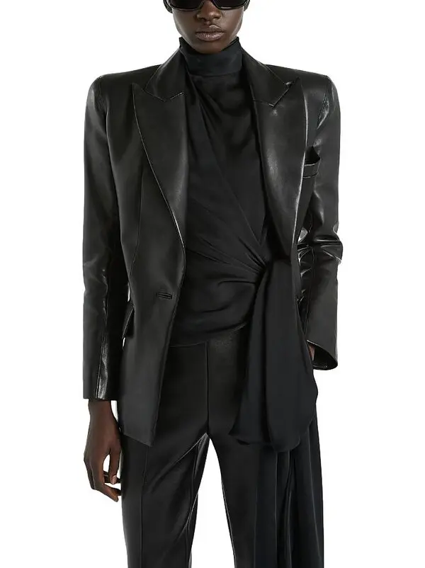 Balmain Structured-shoulder Lambskin Blazer - Black