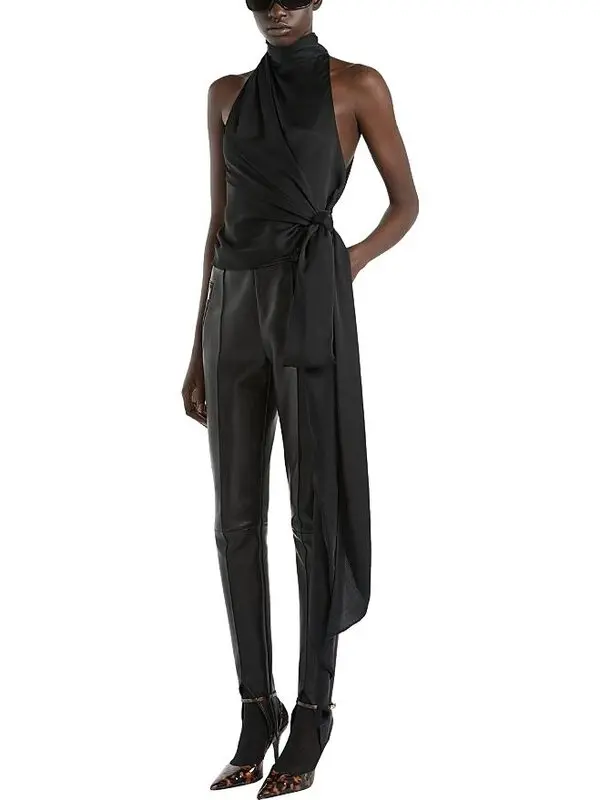 Balmain Open-back Silk Chiffon Top - Black