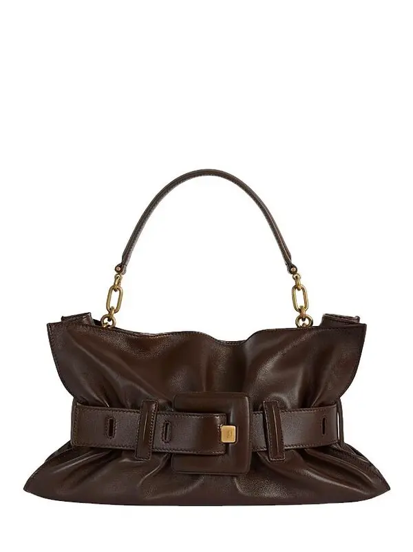 Balmain Anthem Medium Bag In Smooth Leather - Dark Brown
