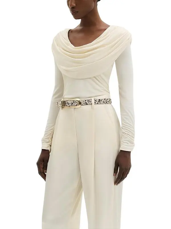 MALINA Signe Cowl Neck Jersey Top - Pearl