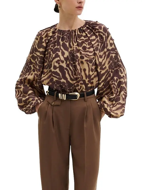 MALINA Sophie Gathered Blouse With Button Detail - Savannah