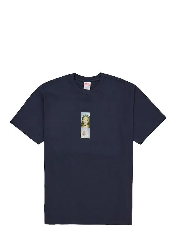 Supreme Prayer Card Box Logo Tee Shirt - Navy Blue