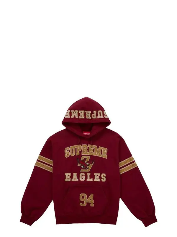 Supreme Rhinestone Eagle Hooded Sweatshirt - Red