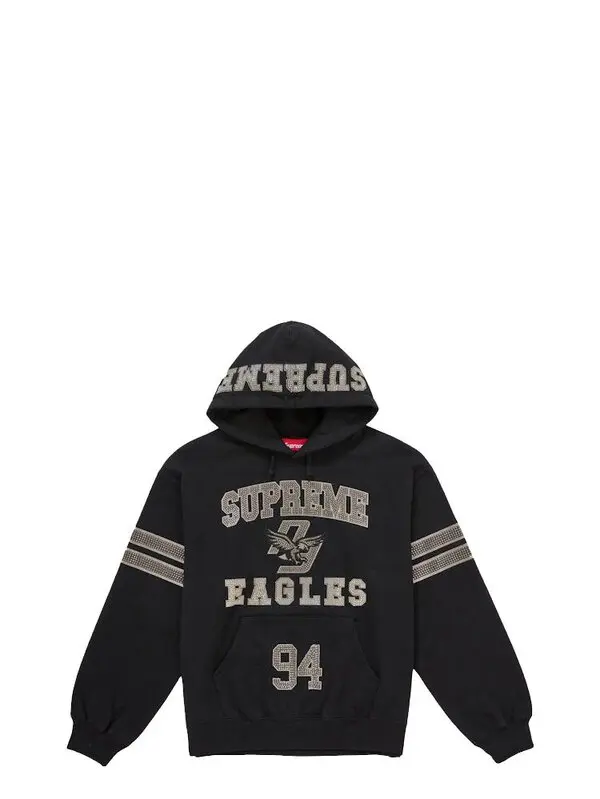 Supreme Rhinestone Eagle Hooded Sweatshirt - Black
