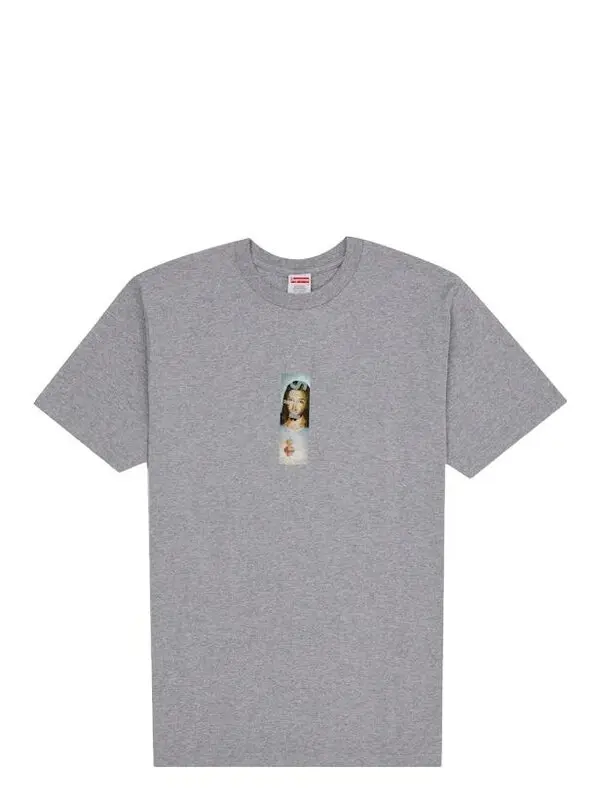 Supreme Prayer Card Box Logo Tee Shirt - Heather Grey