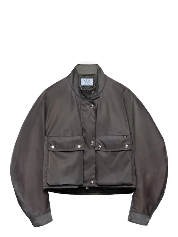 Prada Washed Re-nylon Cropped Blouson Jacket - Grey