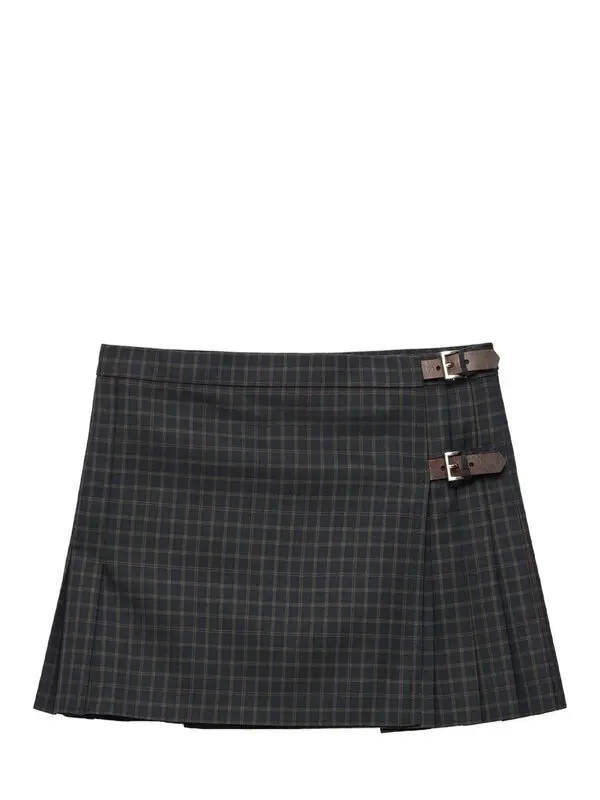 Prada Checked Wool Miniskirt - Navy