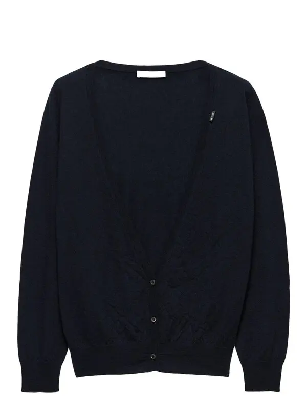 Prada Cashmere Cardigan With Ribbed Trim - Black