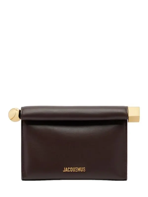 Jacquemus Rond Carré Small Leather Clutch - Brown