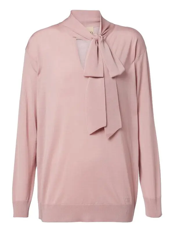 Valentino Garavani Tie-neck Oversized Wool Sweater - Pink