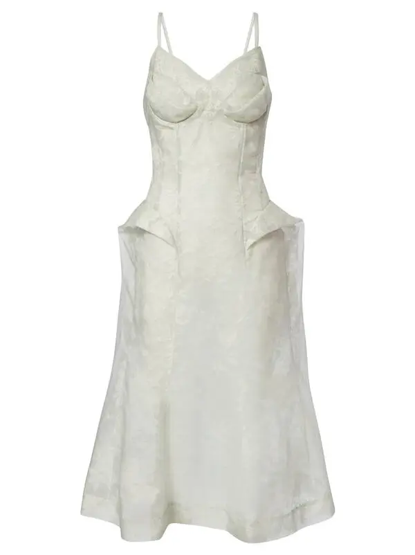 Alexander McQueen Peplum Silk Lace Corset Dress - Green
