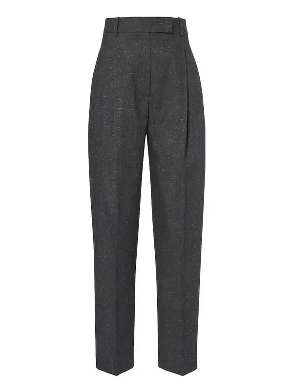 RÓHE Daria Pleated Wool-blend Straight Leg Trousers - Grey