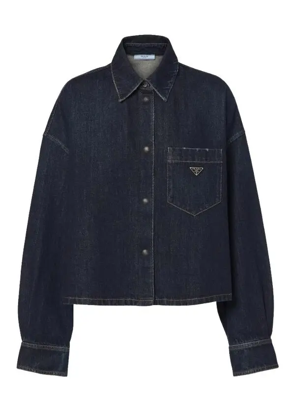 Prada Denim Washed Overshirt - Blue