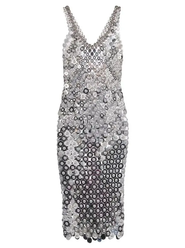 Rabanne Chainmail Embellished Cocktail Dress - Silver