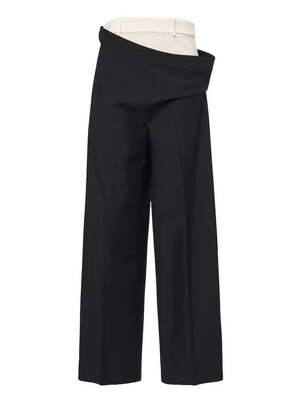RÓHE Wool And Mohair Paneled Wide-leg Pants - Black