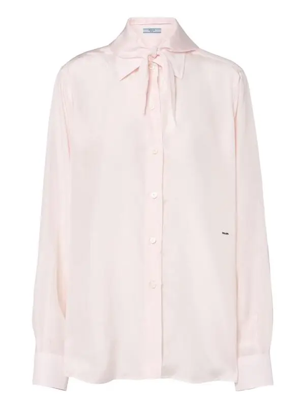 Prada Tie-neck Silk Poplin Shirt - Pink
