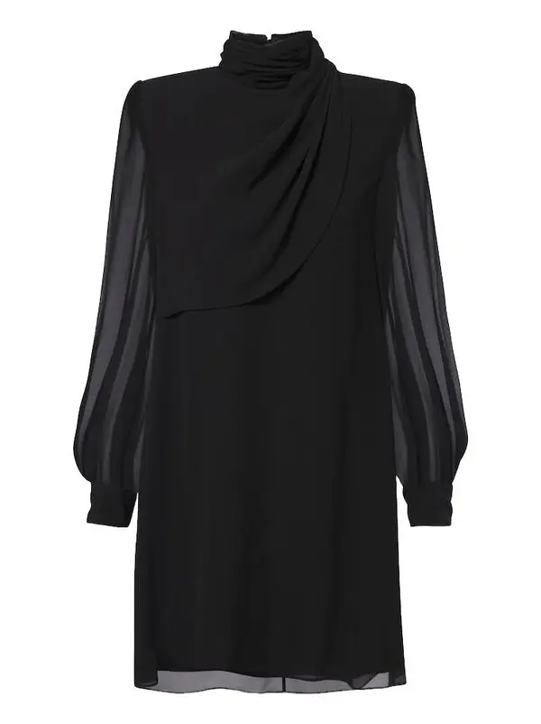 Valentino Garavani Draped Silk Georgette Minidress - Black