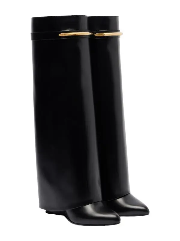 Givenchy Shark Leather Knee-high Boots - Black