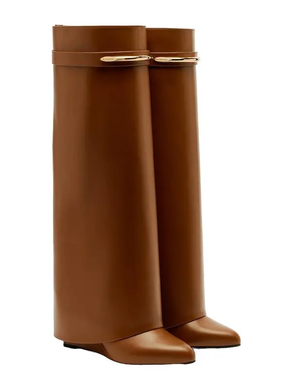 Givenchy Shark Leather Knee-high Boots - Brown