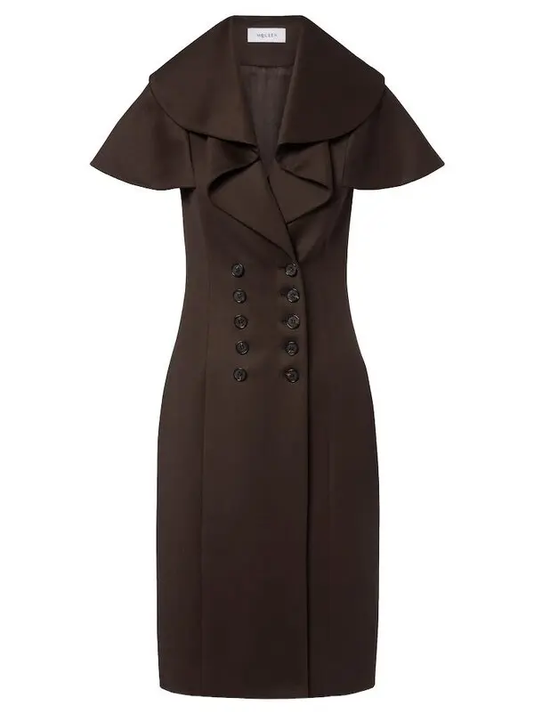 Alexander McQueen Draped Wool Minidress - Brown