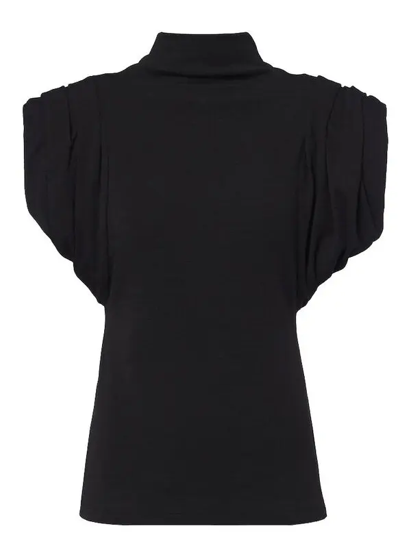 MUGLER High-neck Wool-blend Top - Black