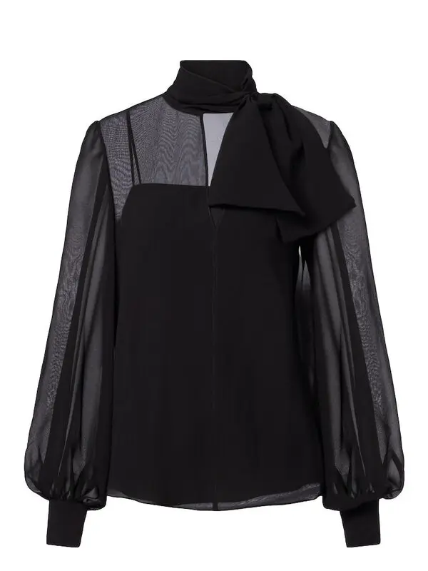 Valentino Garavani Silk-blend Chiffon Blouse - Black