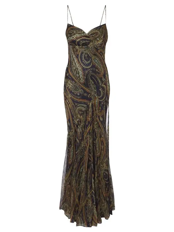 Etro Paisley Silk-blend Chiffon Gown - Multicoloured