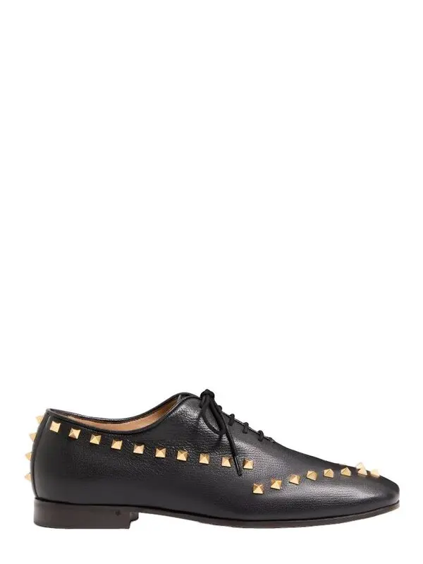 Valentino Garavani Rockstud Derby Shoes In Kidskin - Black