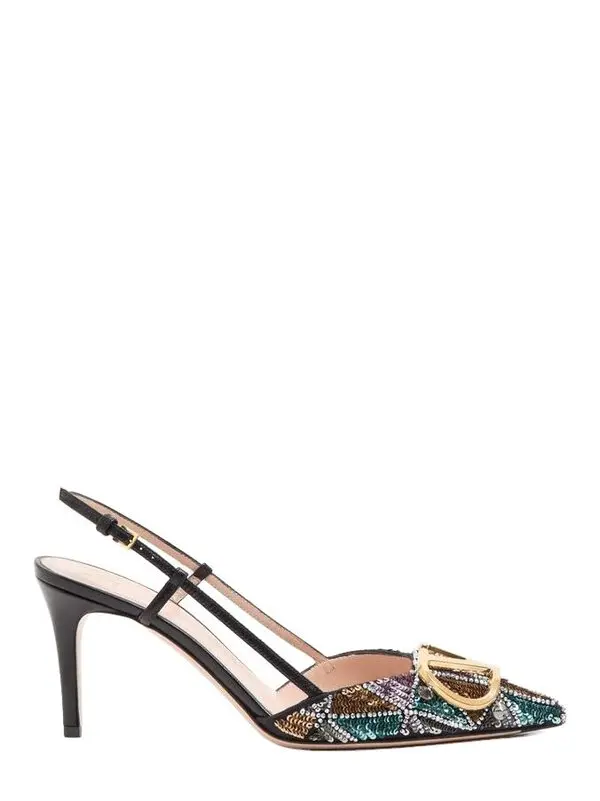 Valentino Garavani Vlogo Signature Slingback Pumps With Embroidery - Multicolour