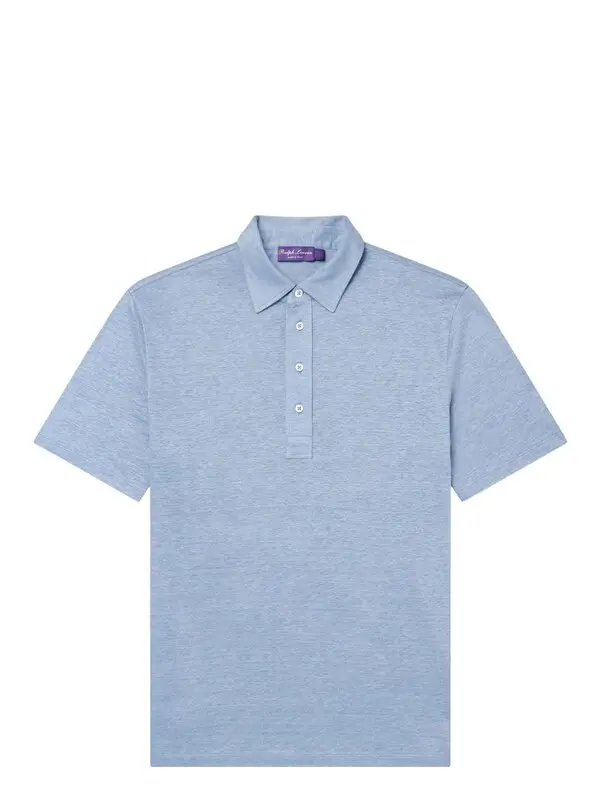 Ralph Lauren Purple Label Linen-jersey Polo Shirt - Blue